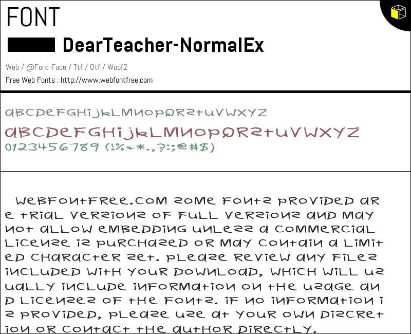 DearTeacher-Normal Ex Fonts Downloads - WebFontFree.Com