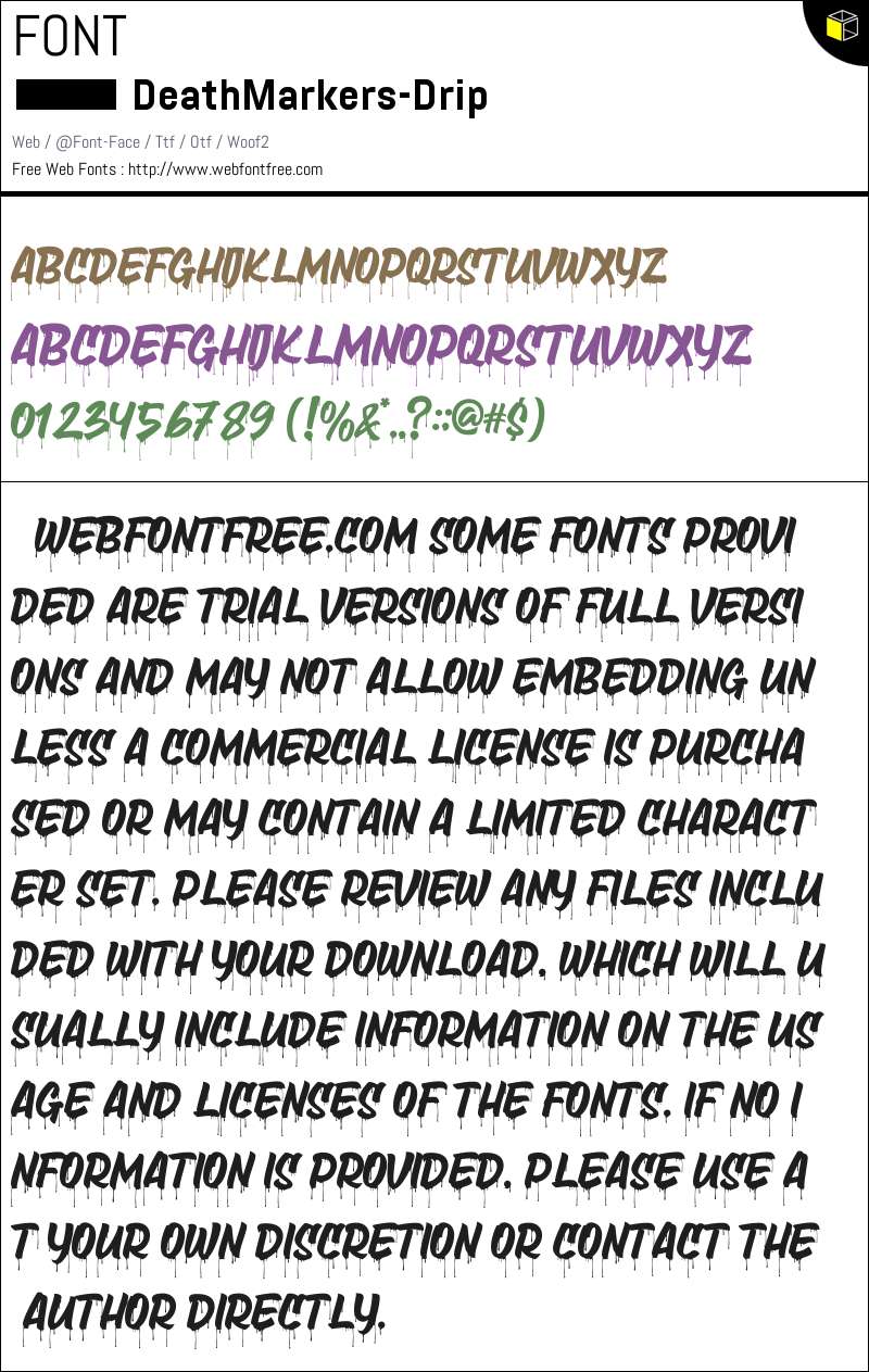 Death Markers Drip Fonts Downloads - WebFontFree.Com