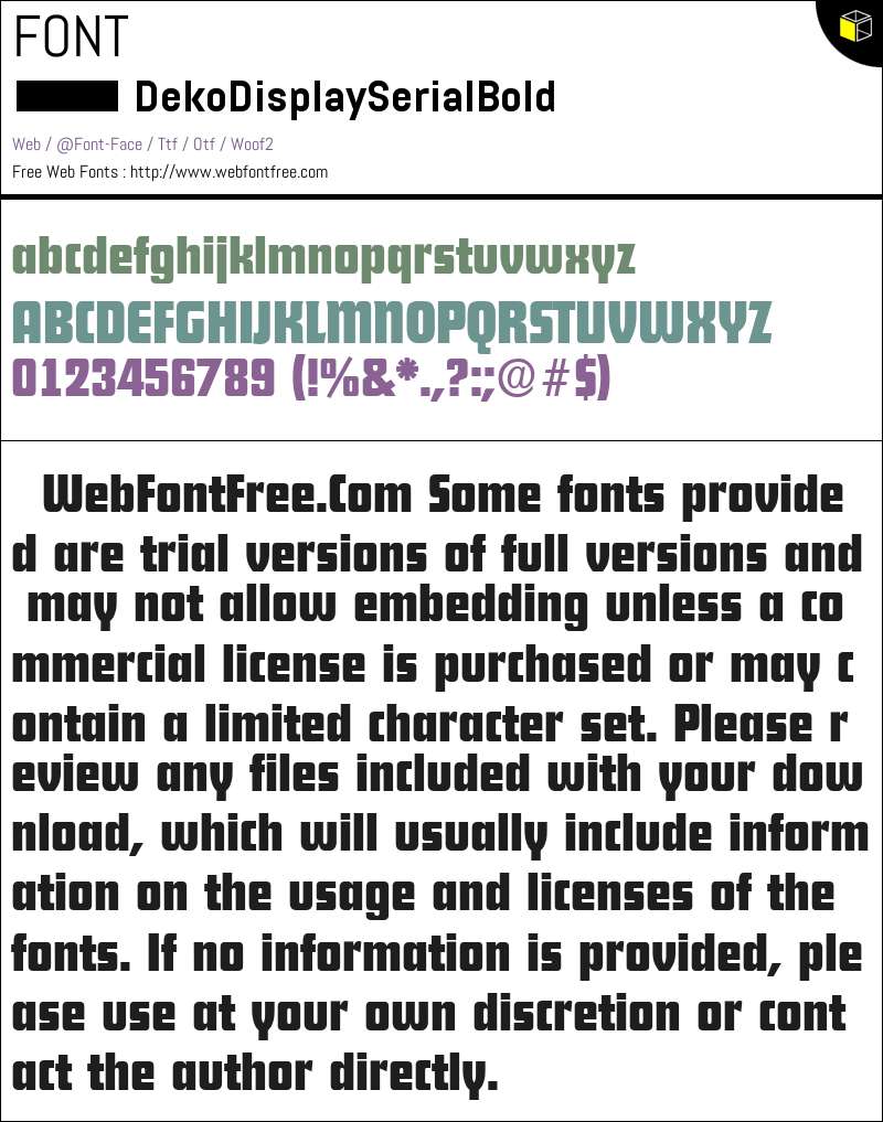 DekoDisplaySerial-Bold Fonts Downloads - WebFontFree.Com