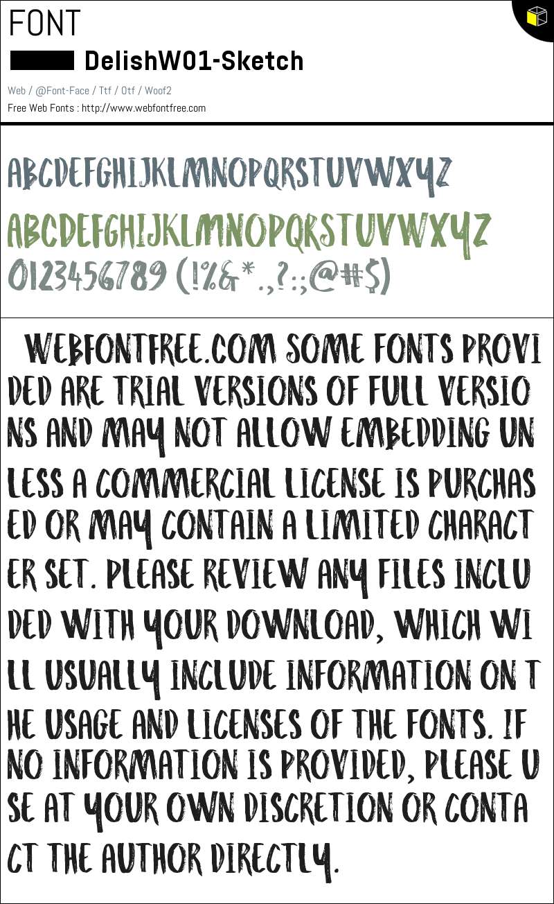 Delish W01 Sketch Fonts Downloads - WebFontFree.Com