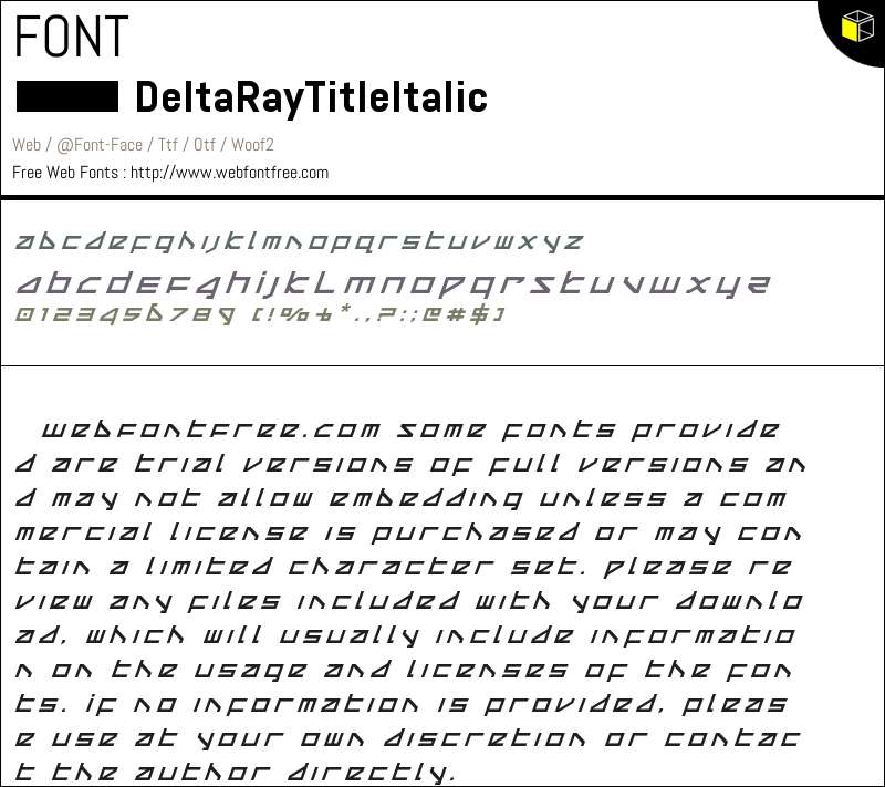 Delta Ray Title Italic Fonts Downloads - WebFontFree.Com