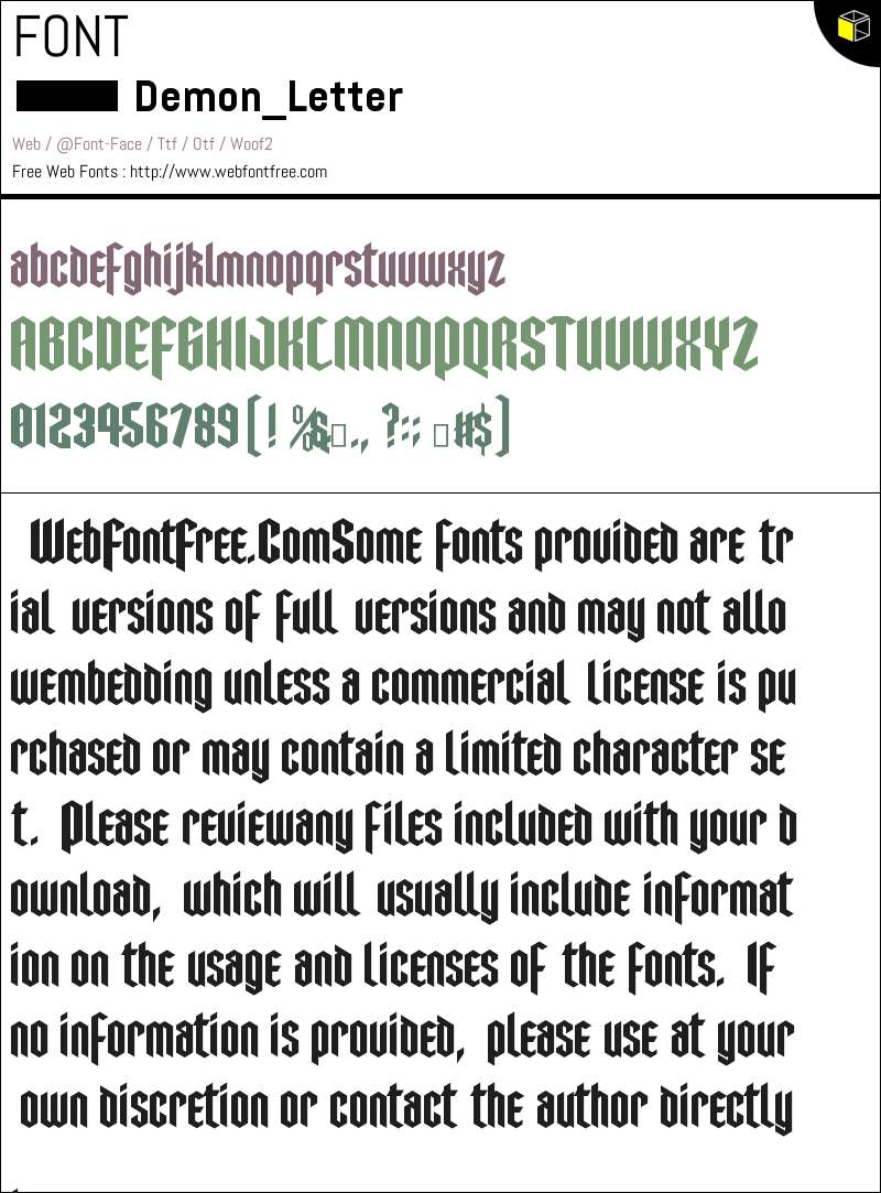 Demon Letter Fonts Downloads - WebFontFree.Com