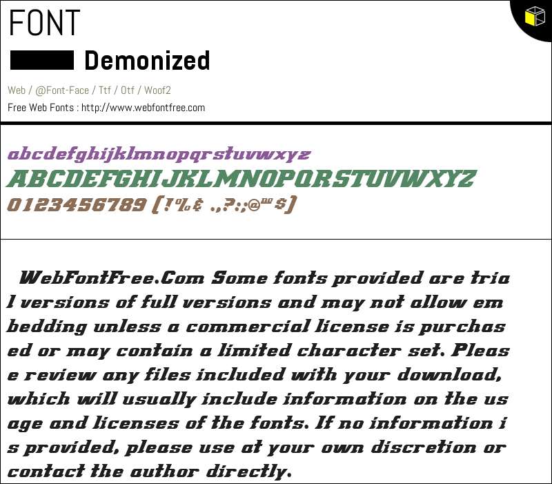 Demonized Fonts Downloads - WebFontFree.Com