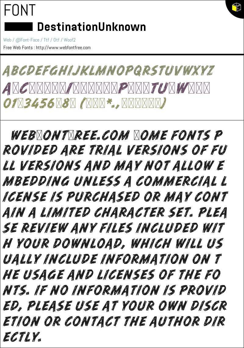 DestinationUnknown Fonts Downloads - WebFontFree.Com