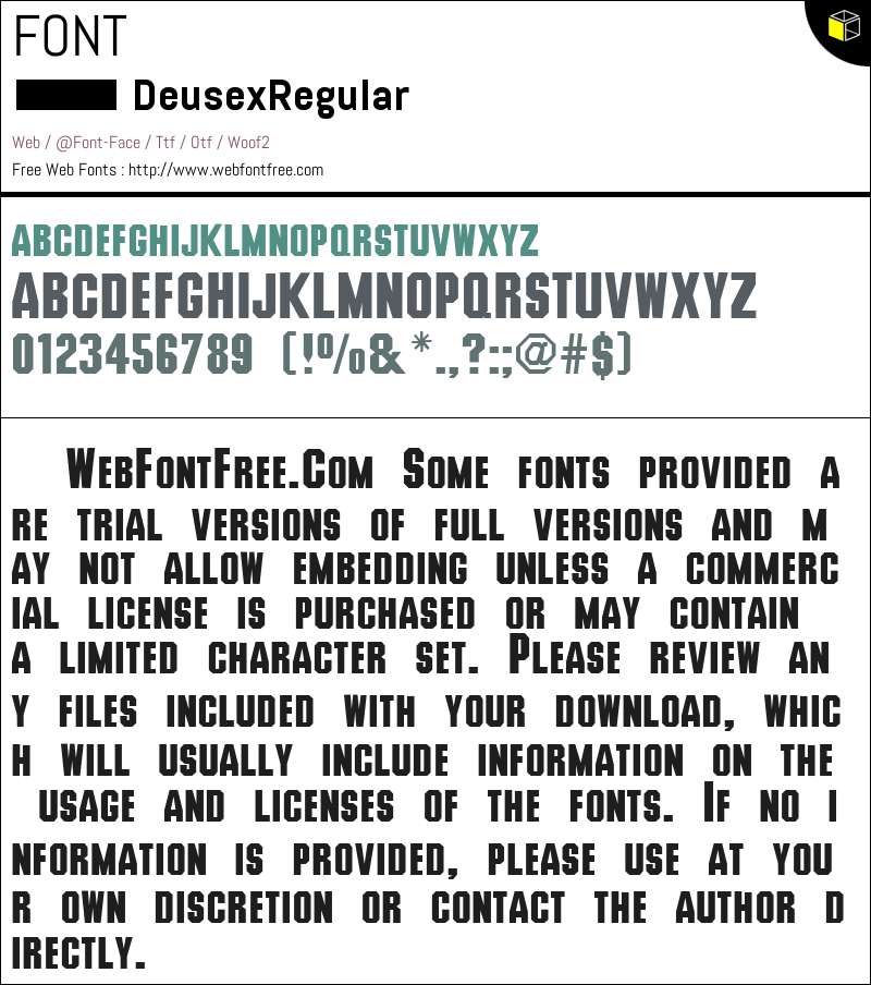 Deusex Regular Fonts Downloads - WebFontFree.Com