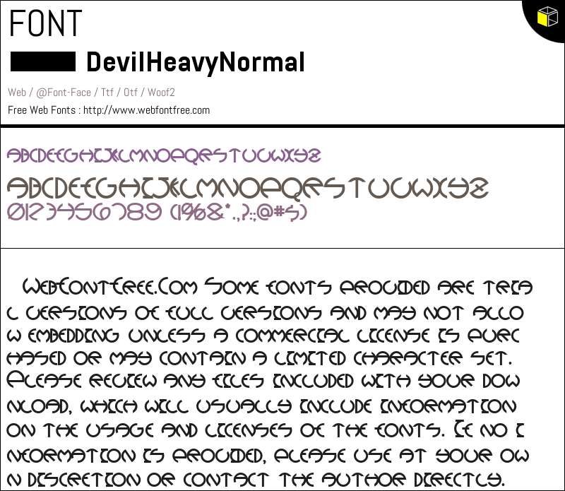 Devil Heavy Normal Fonts Downloads - WebFontFree.Com
