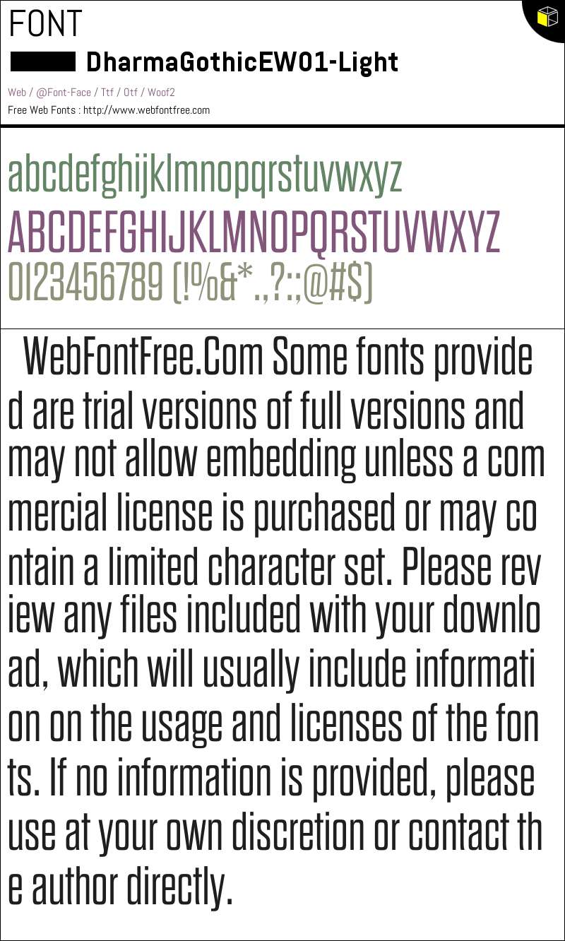 Dharma Gothic E W01 Light Fonts Downloads - WebFontFree.Com