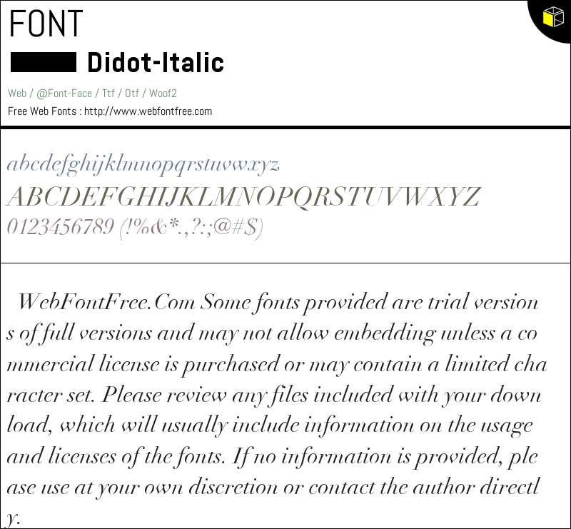 Didot Italic 字体 下载 - WebFontFree.Com