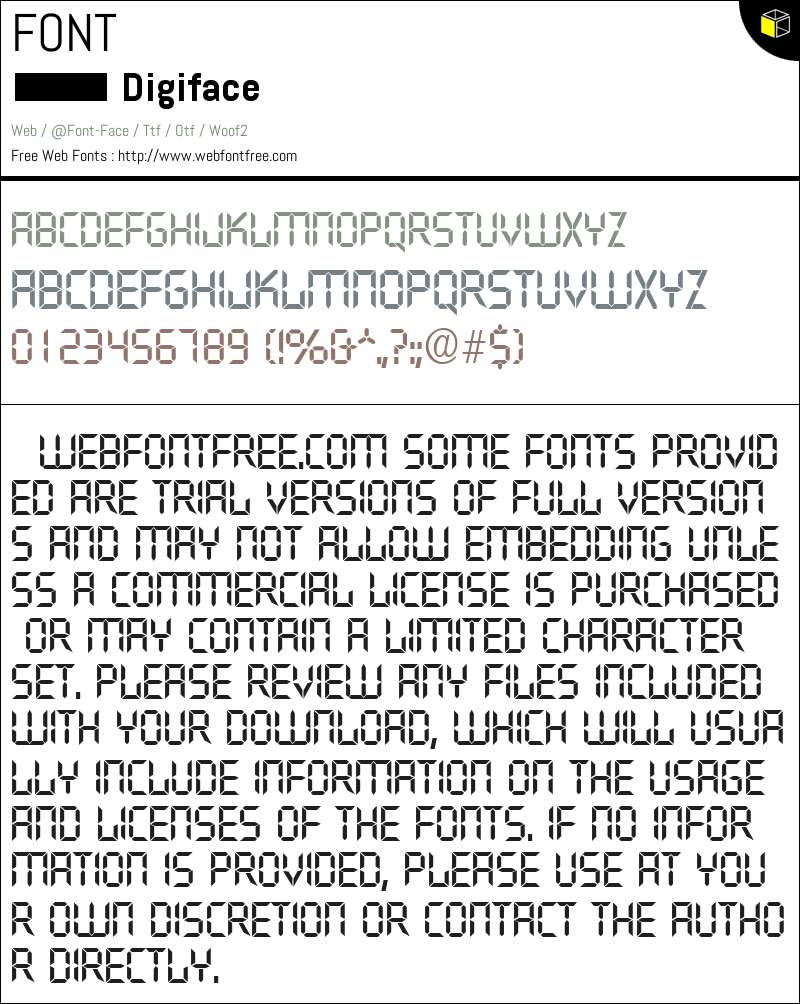 Digiface Regular 字体 下载 - WebFontFree.Com