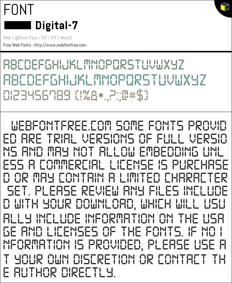 Digital-7 字体 下载 - WebFontFree.Com