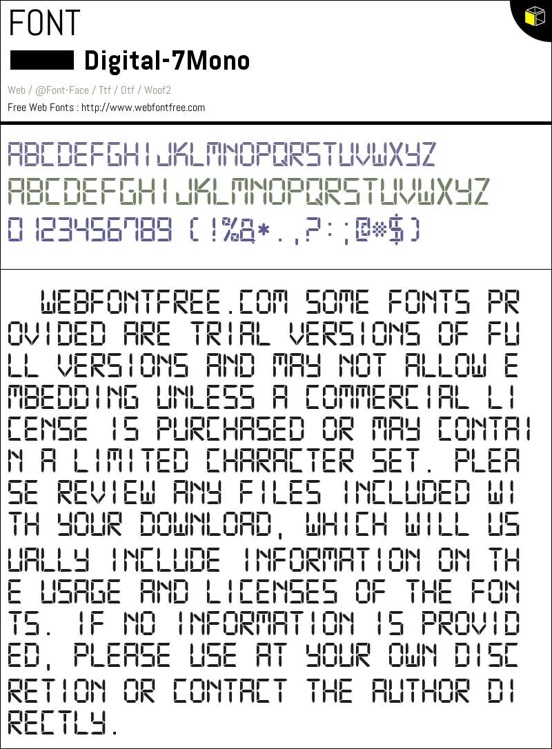 Digital-7 Fonts Downloads - WebFontFree.Com