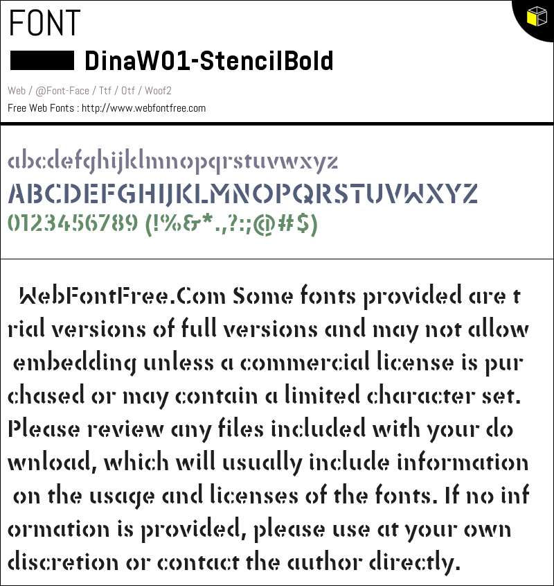 Dina W01 Stencil Bold Fonts Downloads - WebFontFree.Com