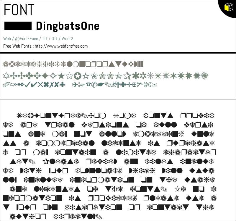 Dingbats One Fonts Downloads - WebFontFree.Com
