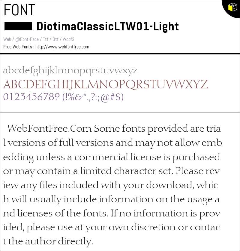 Diotima Classic LT W01 Light Fonts Downloads - WebFontFree.Com