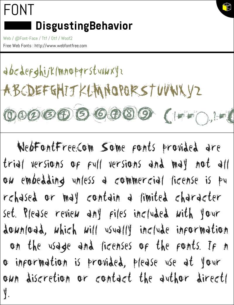 Disgusting Behavior Fonts Downloads - WebFontFree.Com