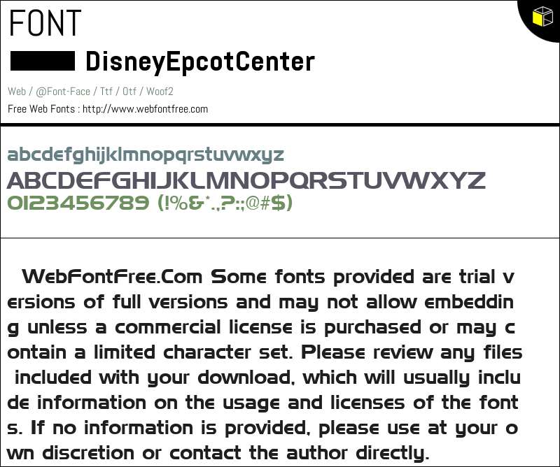 Disney Epcot Center Regular Fonts Downloads - WebFontFree.Com