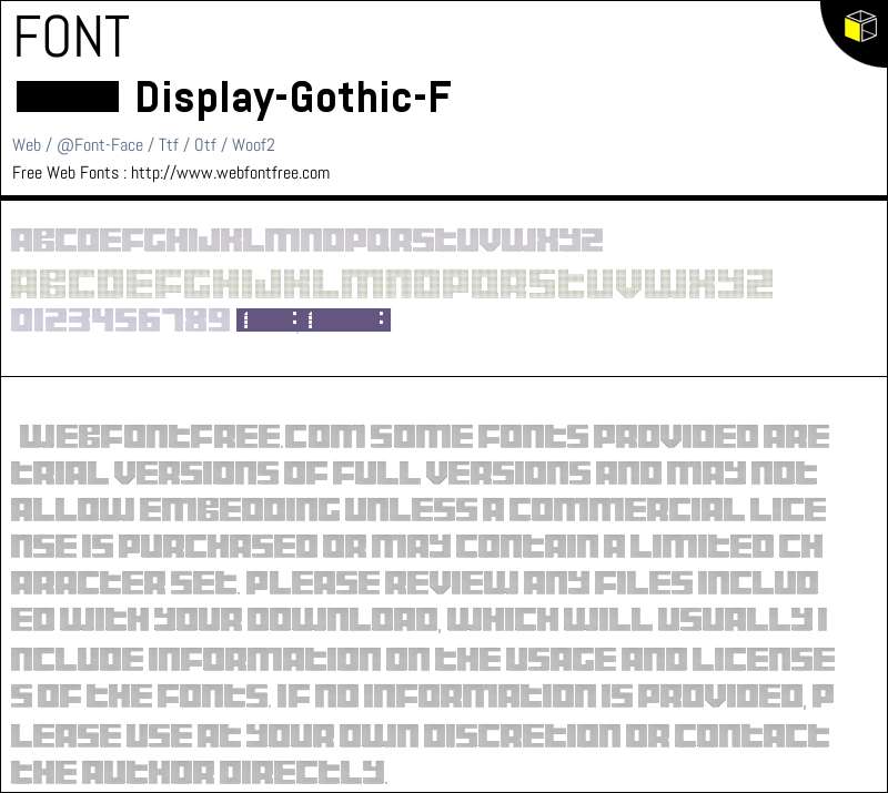 Display Gothic F Regular Fonts Downloads - WebFontFree.Com