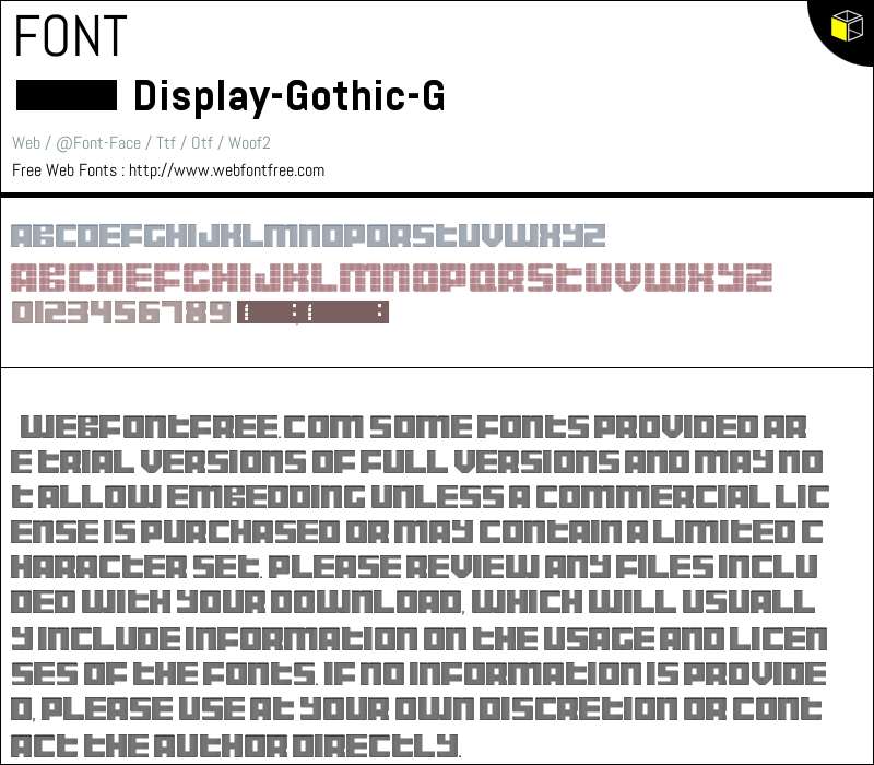 Display Gothic G Regular Fonts Downloads - WebFontFree.Com