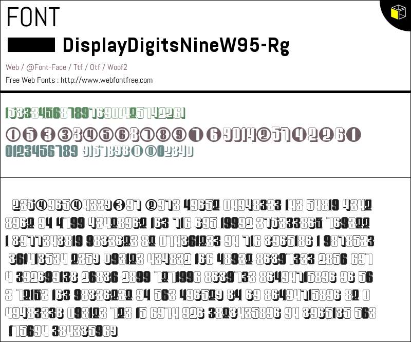 Display Digits Nine W95 Regular Fonts Downloads - WebFontFree.Com