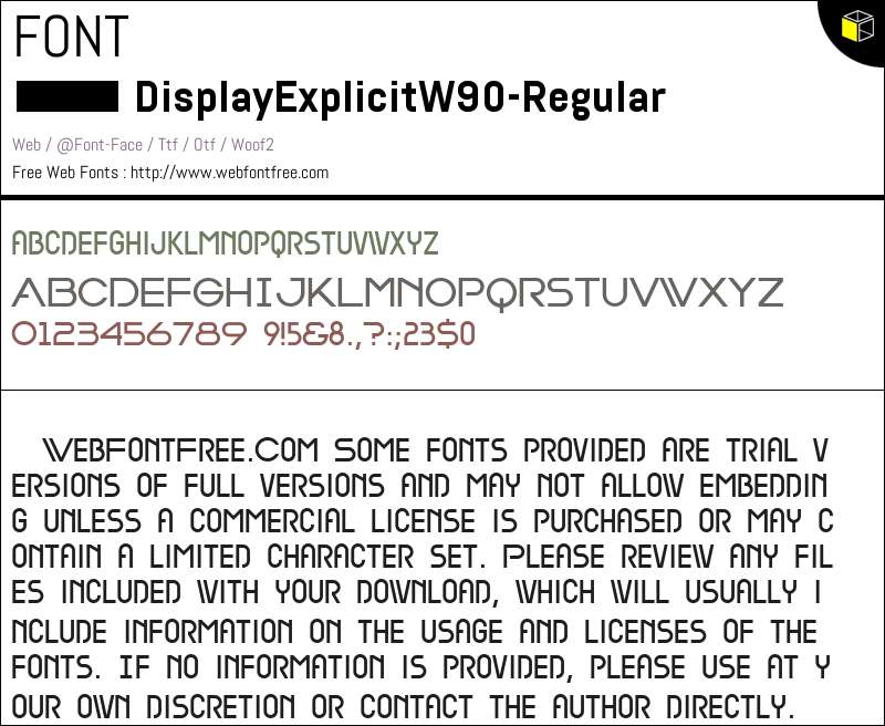 Display Explicit W90 Regular Fonts Downloads - WebFontFree.Com