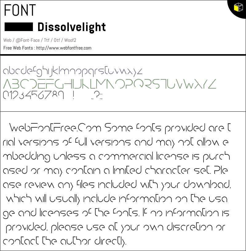 Dissolve lightRegular Fonts Downloads - WebFontFree.Com
