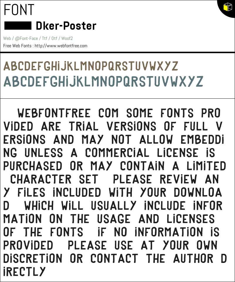 Dker Poster Fonts Downloads - WebFontFree.Com
