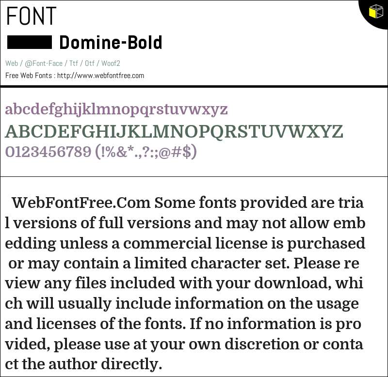 Domine Bold Fonts Downloads - WebFontFree.Com
