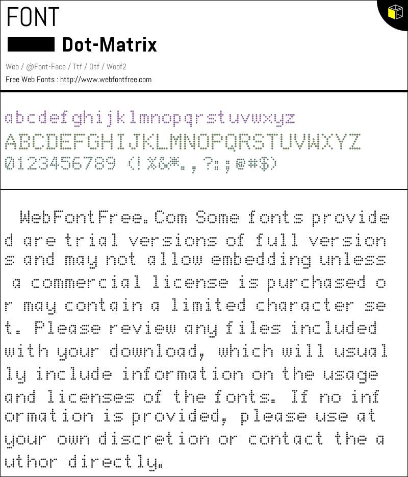 Dot Matrix Fonts Downloads - WebFontFree.Com
