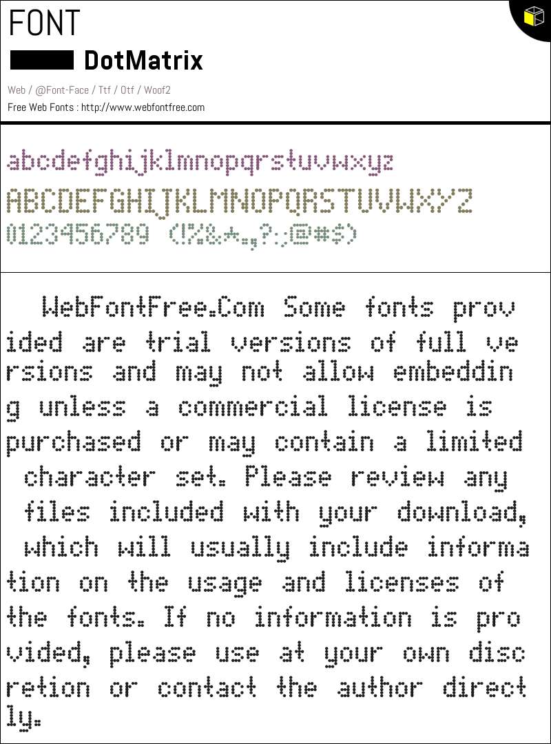 Dot Matrix Fonts Downloads - WebFontFree.Com