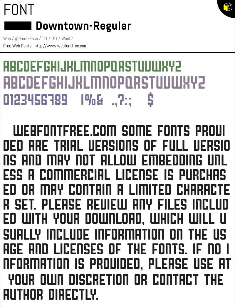 Downtown Regular Fonts Downloads - WebFontFree.Com