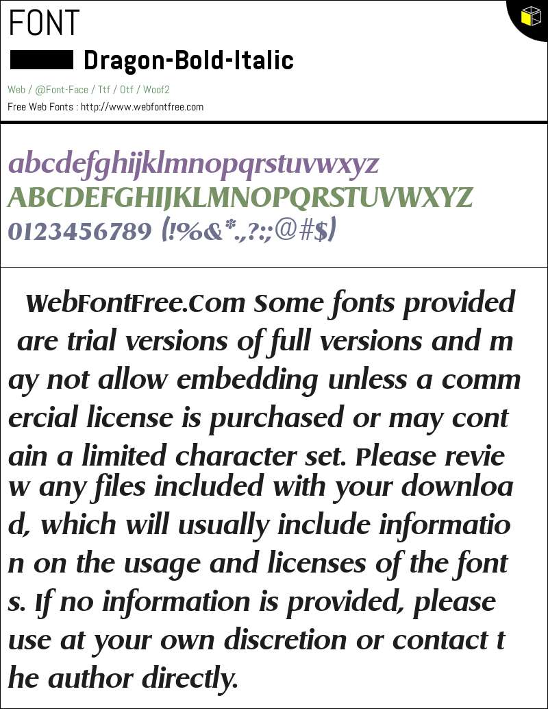 Dragon Bold Italic Fonts Downloads - WebFontFree.Com