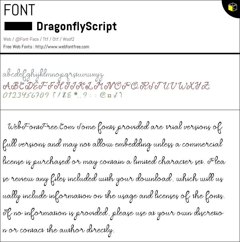 Dragonfly Script Fonts Downloads - WebFontFree.Com