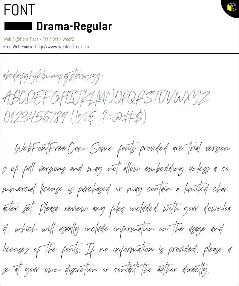 Drama Regular Fonts Downloads - WebFontFree.Com