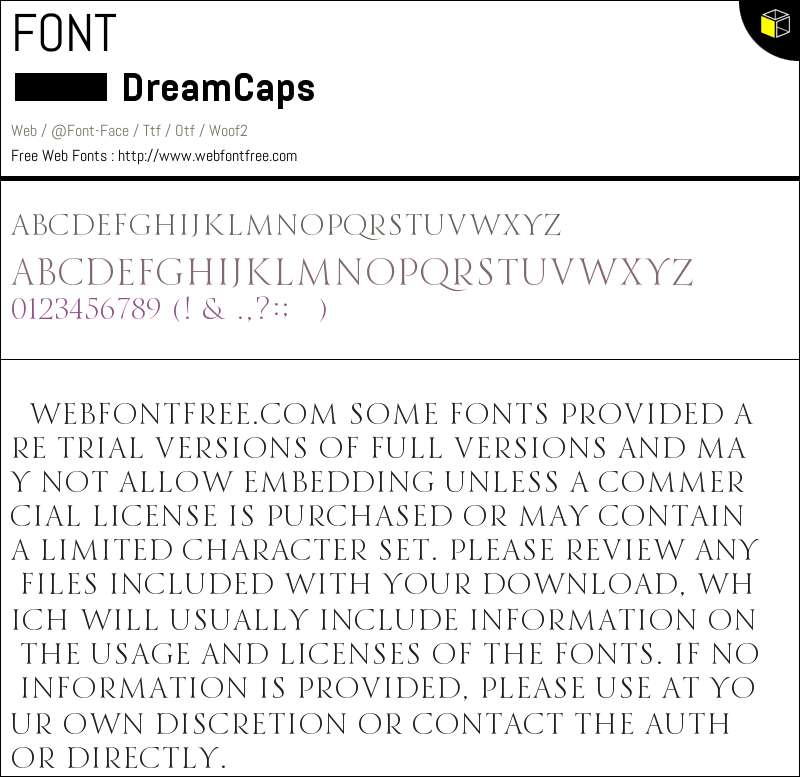 DreamCaps Fonts Downloads - WebFontFree.Com