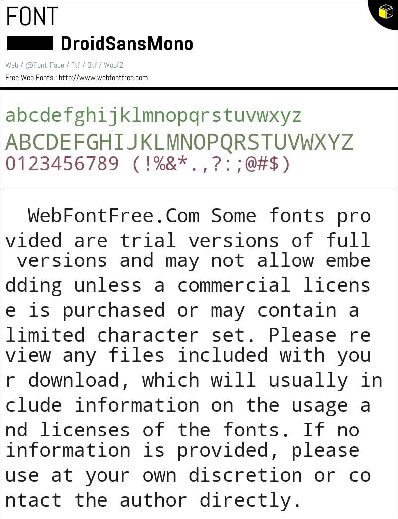 Droid Sans Mono 字体 下载 - WebFontFree.Com