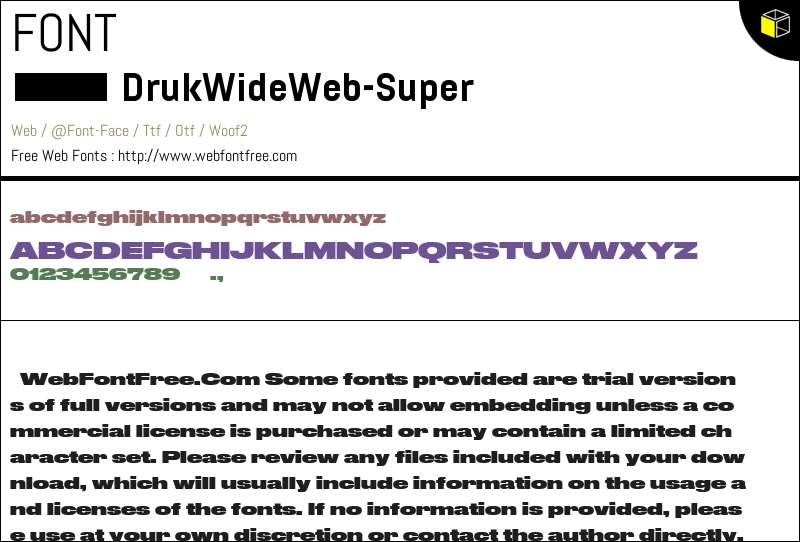 Druk Wide Web Super Regular Fonts Downloads - WebFontFree.Com