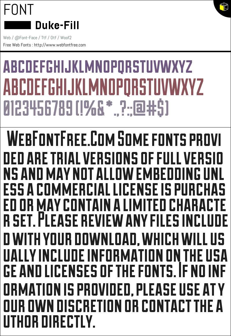 Duke-Fill Fonts Downloads - WebFontFree.Com