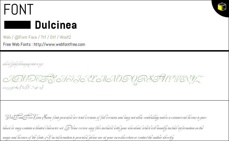 Dulcinea Fonts Downloads - WebFontFree.Com
