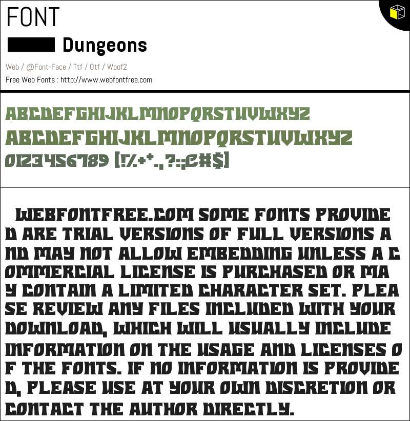Dungeons Fonts Downloads - WebFontFree.Com