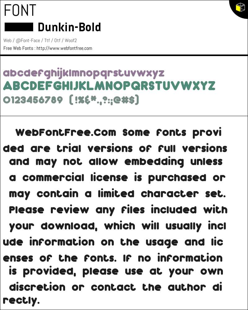 Dunkin Bold Fonts Downloads - WebFontFree.Com
