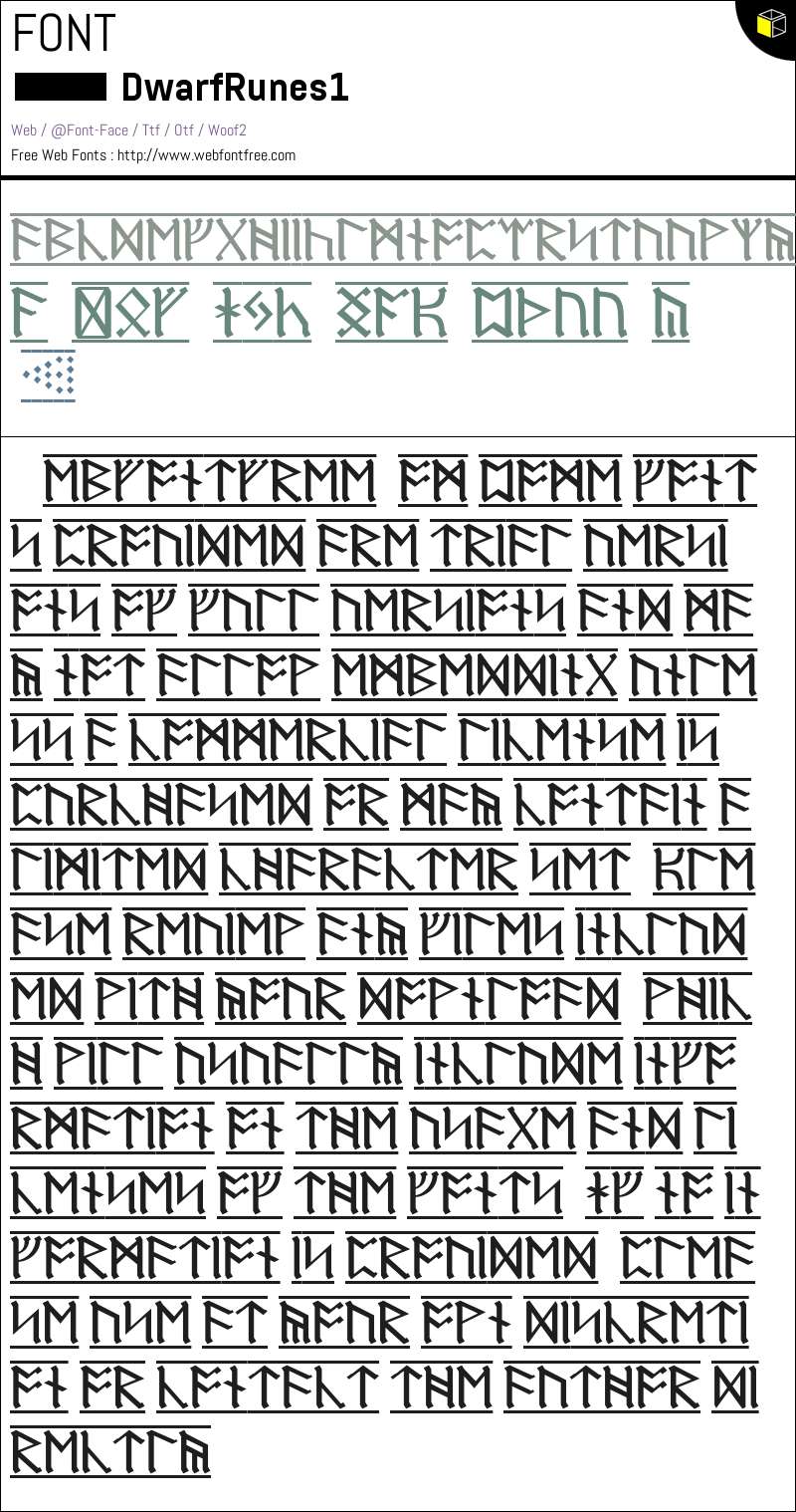 Dwarf Runes 1 Fonts Downloads - WebFontFree.Com