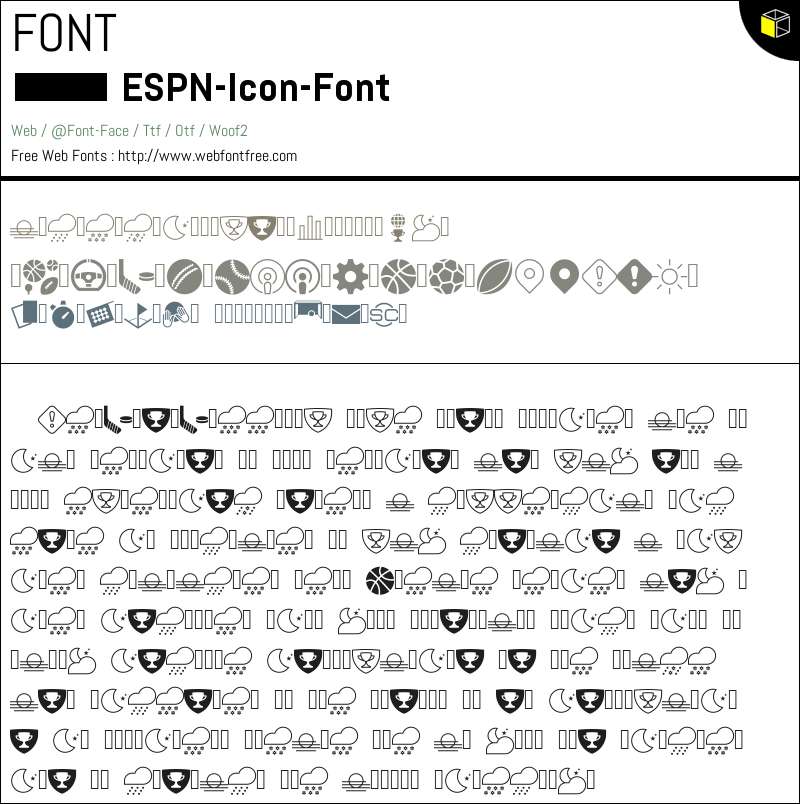ESPN-Icon-Font Regular Fonts Downloads - WebFontFree.Com