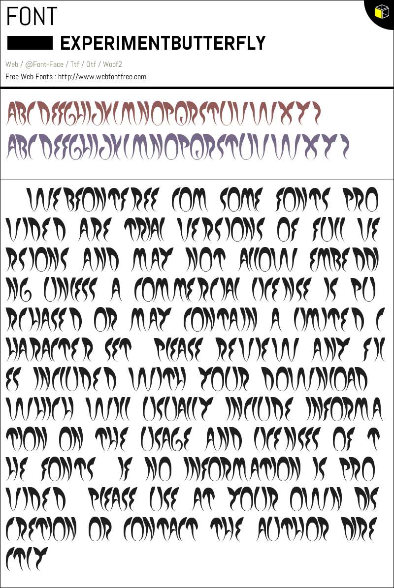 EXPERIMENT BUTTERFLY Fonts Downloads - WebFontFree.Com