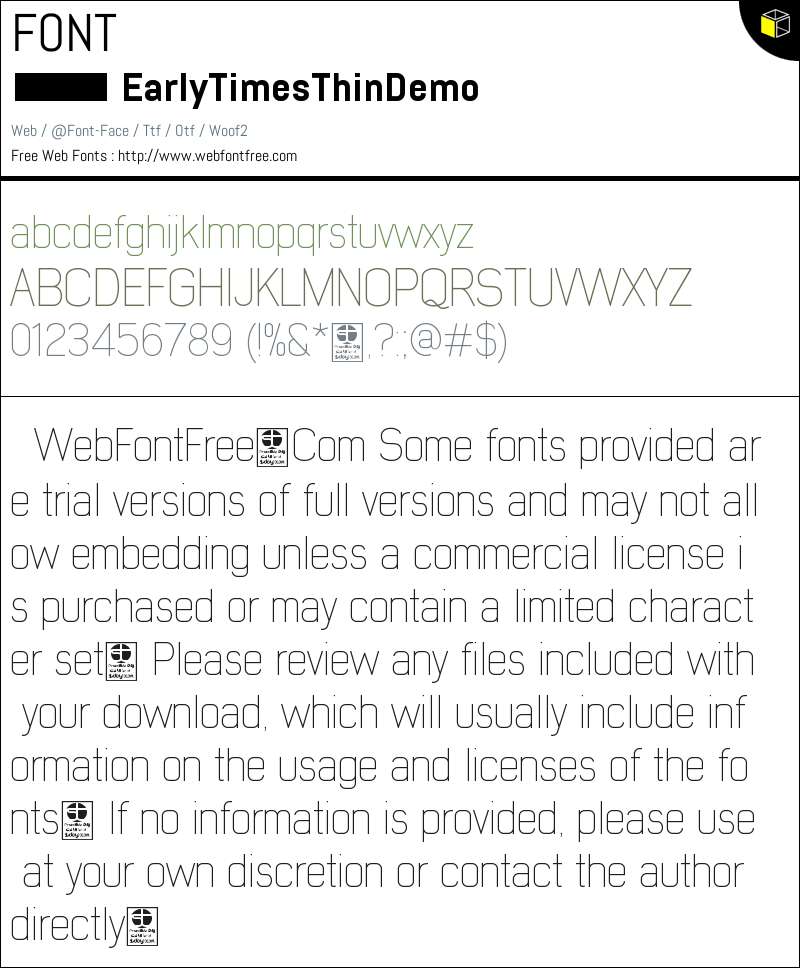 Early Times Thin Demo Fonts Downloads - WebFontFree.Com