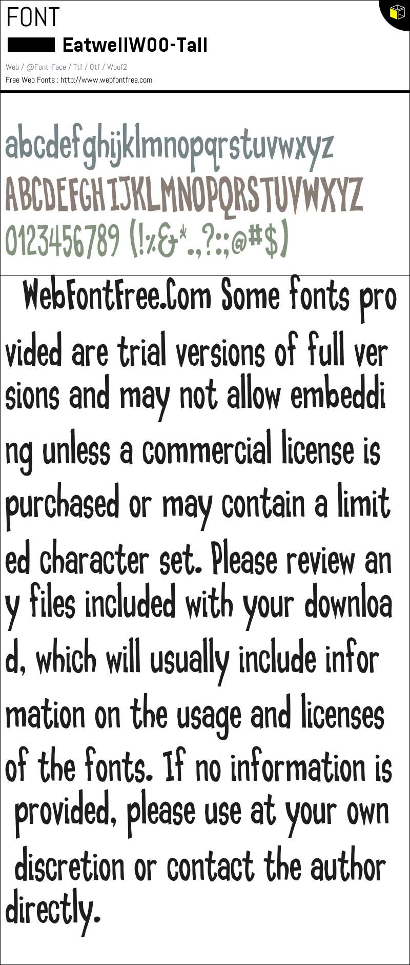 Eatwell W00 Tall Fonts Downloads - WebFontFree.Com