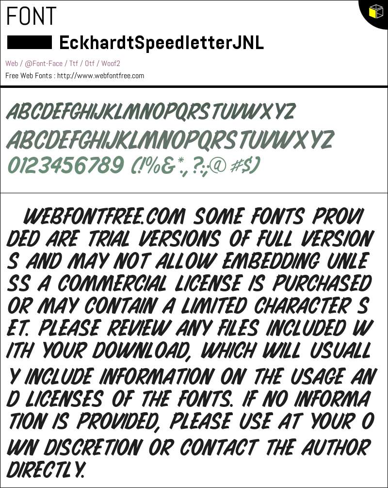 Eckhardt Speedletter JNL Fonts Downloads - WebFontFree.Com