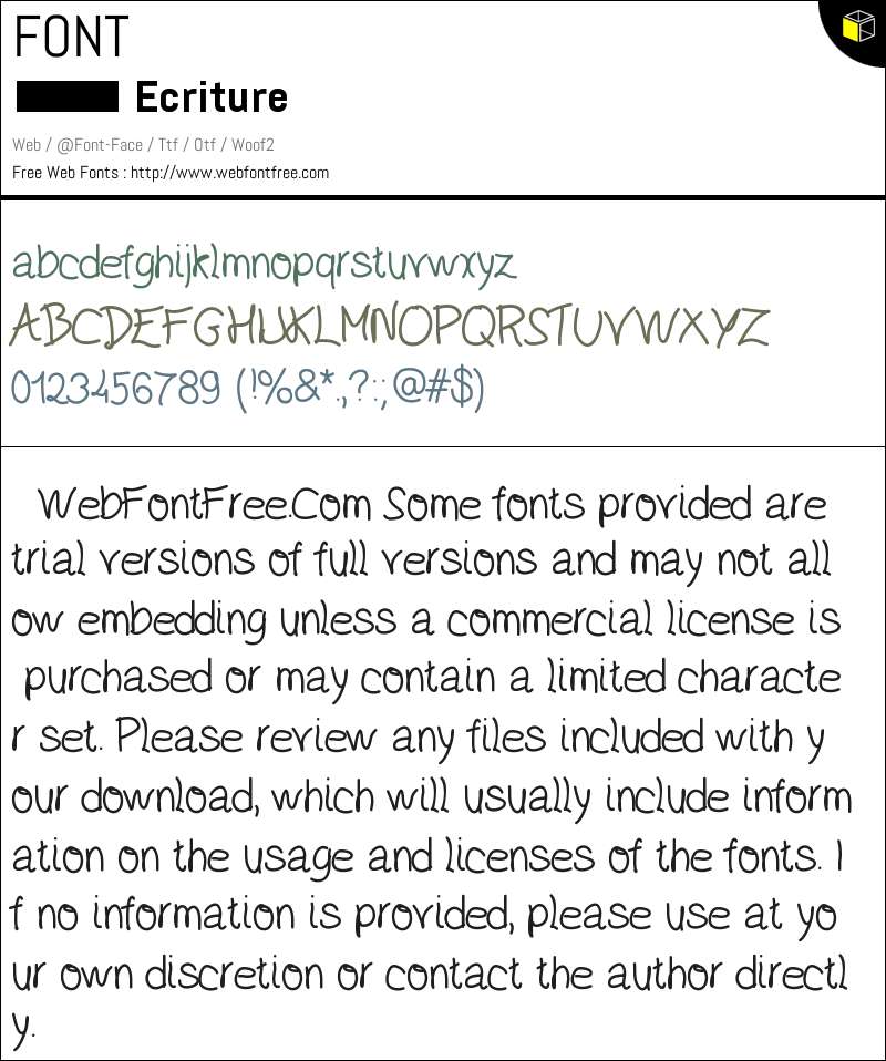 Ecriture Fonts Downloads - WebFontFree.Com