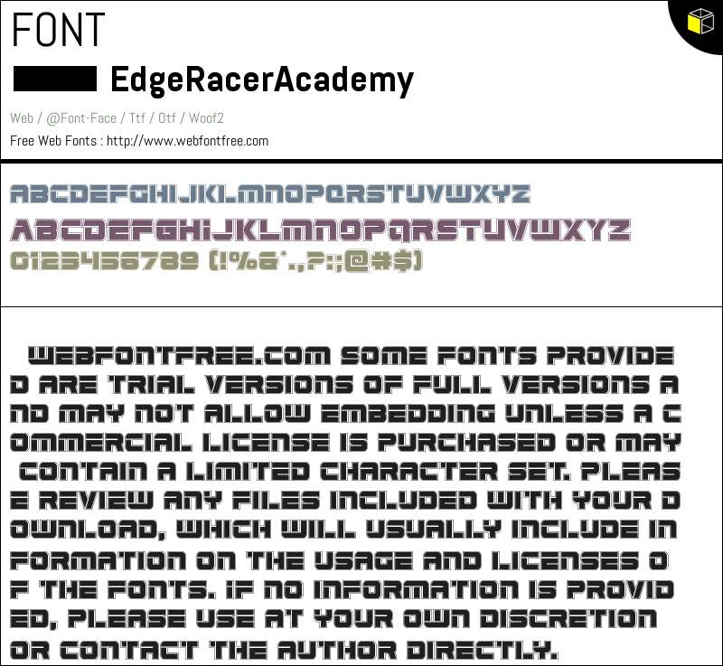 Edge Racer Academy Fonts Downloads - WebFontFree.Com