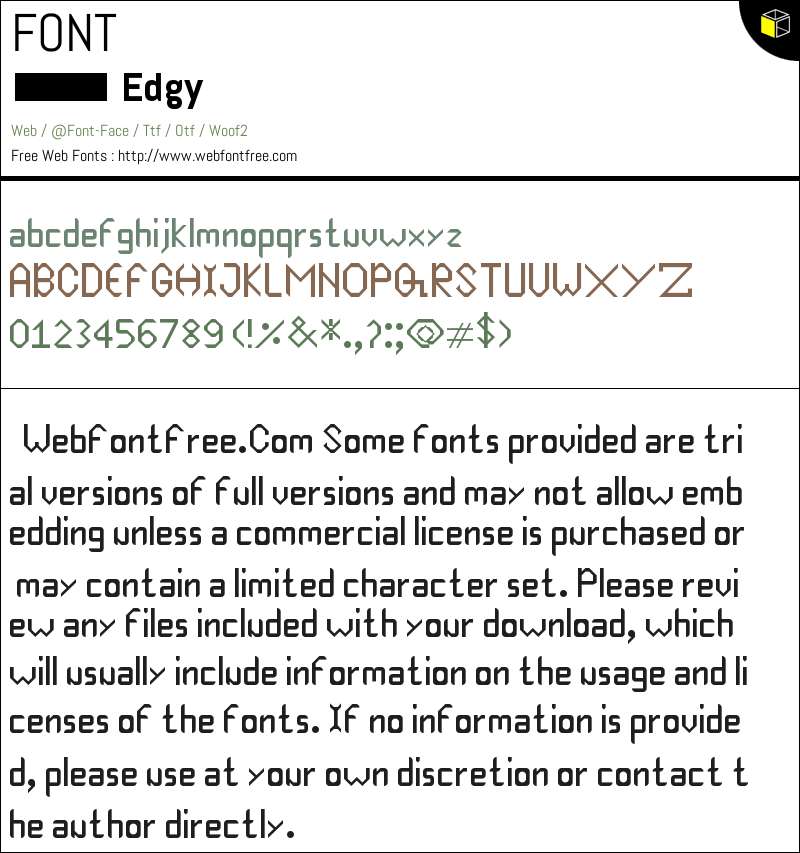 Edgy Regular Fonts Downloads - WebFontFree.Com