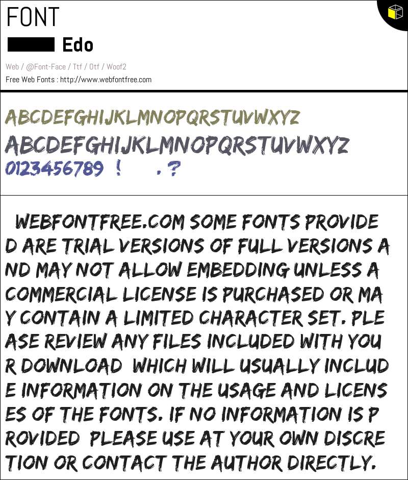 Edo Fonts Downloads - WebFontFree.Com